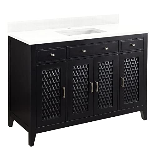Signature Hardware 953338-48-RUMB-1 Thorton 48" Free Standing Single Vanity Cabinet Set with Mahogany Cabinet, Vanity Top and Rectangular Undermount Sink - Single Faucet Hole