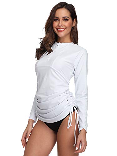Caracilia Women's Long Sleeves Rash Guard 1/4 Zip One Piece Swimsuit CA105-F100-M