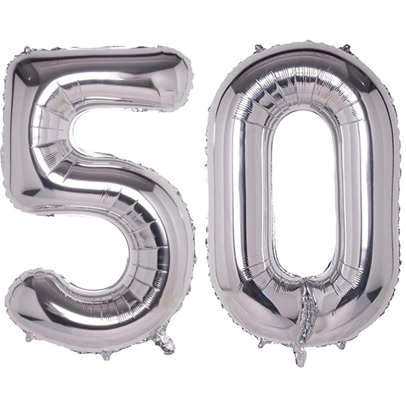 WEIKA 40 Inch Number 50 Balloons, Silver Giant Jumbo Helium Number 50 Foil Balloons for 50th Birthday Party Anniversary Events Man Woman Decorations Supplies