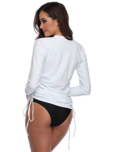 Caracilia Women's Long Sleeves Rash Guard 1/4 Zip One Piece Swimsuit CA105-F100-M