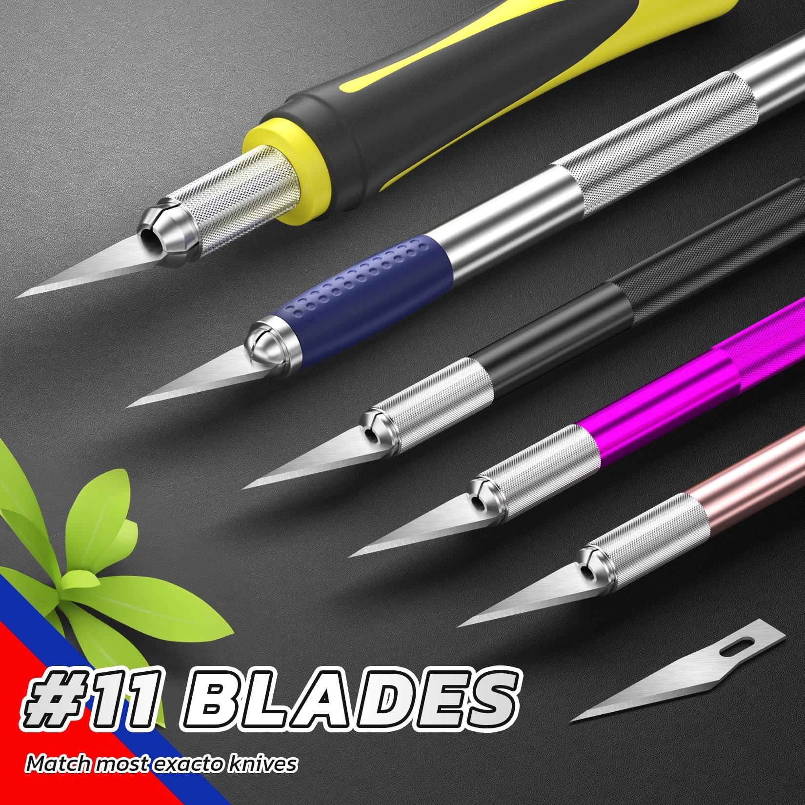 DIYSELF 50 PCS Exacto Knife Blades, High Carbon Steel #11 Blades Refill Art Blades with Storage Case for Craft, Hobby, Scrapbooking, Stencil