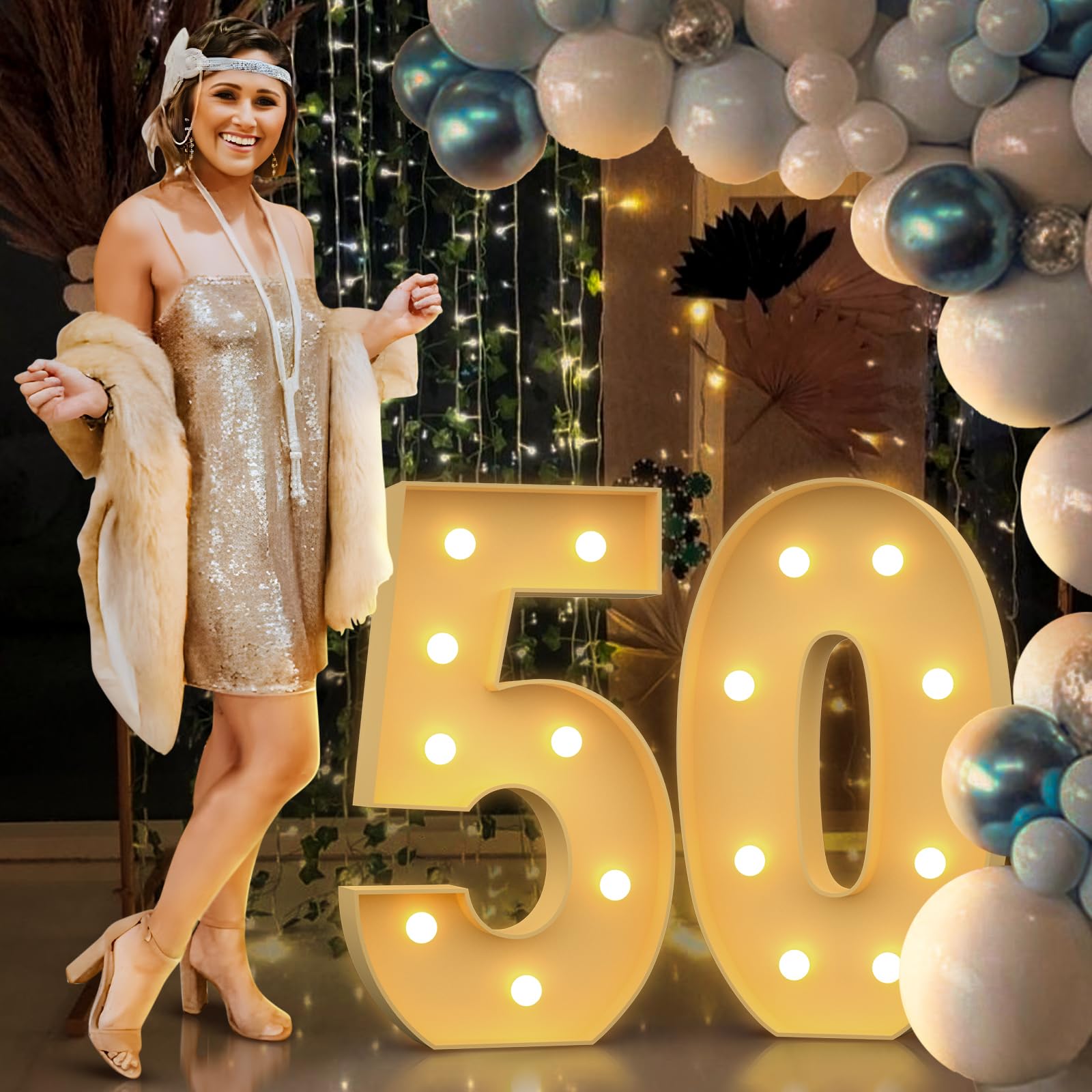 Tongjoy 3FT Light up Numbers 0, Marquee Numbers, Mosaic Numbers for Balloons, Pre-Cut Foam Board Kit for 30th 40th 50th Birthday Party Decor, Marquee Light up Letters, Kids' Mosaic Kits