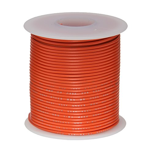 Remington Industries 16 AWG Gauge GPT Marine Stranded Hook Up Wire, 25 ft Length, Orange, 0.0508" Diameter, UL1426, 60 Volts