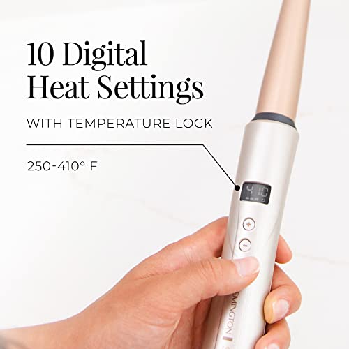 REMINGTON Shine Therapy Argan Oil & Keratin Infused ½-1 Inch Tapered Curling Wand for Natural Curls, Includes Heat Glove