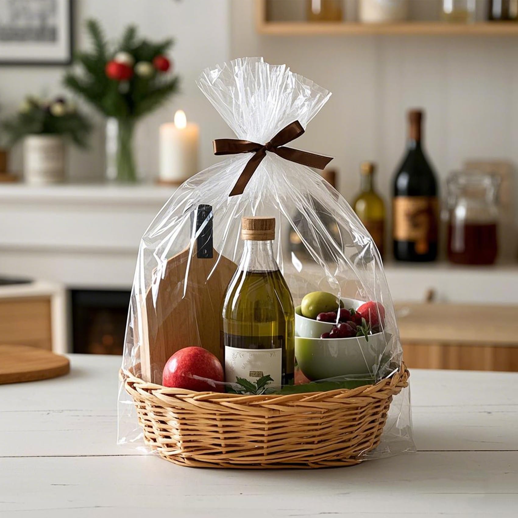 Shrink Wrap Basket Bags,20Pieces 18x22Inches Clear PVC Shrink Wrap Bags for Gift Basket