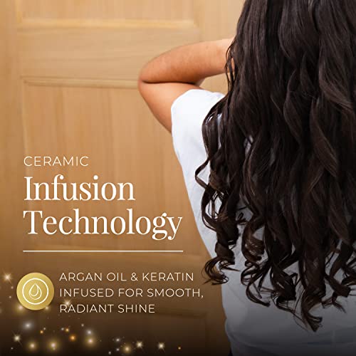 REMINGTON Shine Therapy Argan Oil & Keratin Infused ½-1 Inch Tapered Curling Wand for Natural Curls, Includes Heat Glove