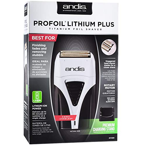 Andis Professional Cordless Profoil Lithium Plus Titanium Foil Shaver (17200) - Bundled with KEPSE Neck Duster