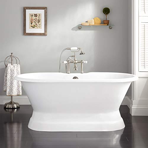 Signature Hardware 907547-60-RH Henley 60" Cast Iron Double-Ended Pedestal Tub with 7" Rim Holes