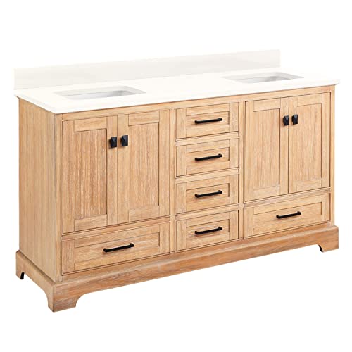 Signature Hardware 953664-60-RUMB-0 Quen 60" Free Standing Double Basin Vanity Set with Cabinet, Vanity Top, and Undermount Sink - No Faucet Holes