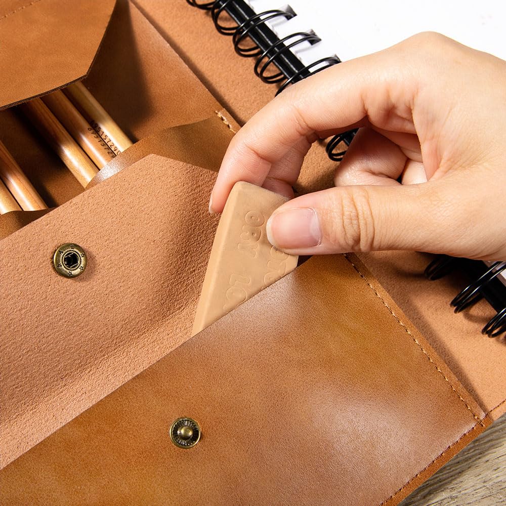 Personalized Name Leather Sketchbook Cover Large for A5 Handmade Artists Gifts Sketch Pad Cover | Sketch Book Cover Personalized Gift for Painter Leather Journal Notebook Cover Art Tools Case Cover