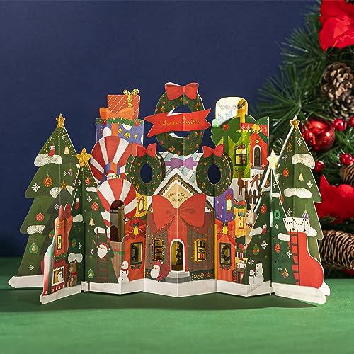 WISHGIFT 25Pcs 3D Christmas Cards, Merry Christmas Cards Handmade, Greeting Cards & Envelopes for Christmas, Xmas