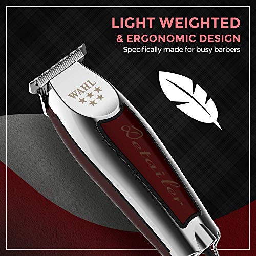 Wahl Professional 5-Star Detailer with Adjustable T Blade for Extremely Close Trimming and Clean and Crisp Lines for Professional Barbers and Stylists - Model 808, Silver, 1 Count (Pack of 1)