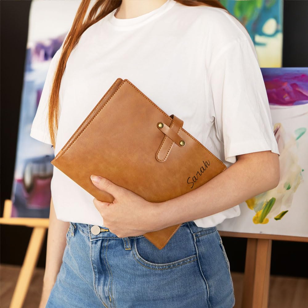 Personalized Name Leather Sketchbook Cover Large for A5 Handmade Artists Gifts Sketch Pad Cover | Sketch Book Cover Personalized Gift for Painter Leather Journal Notebook Cover Art Tools Case Cover