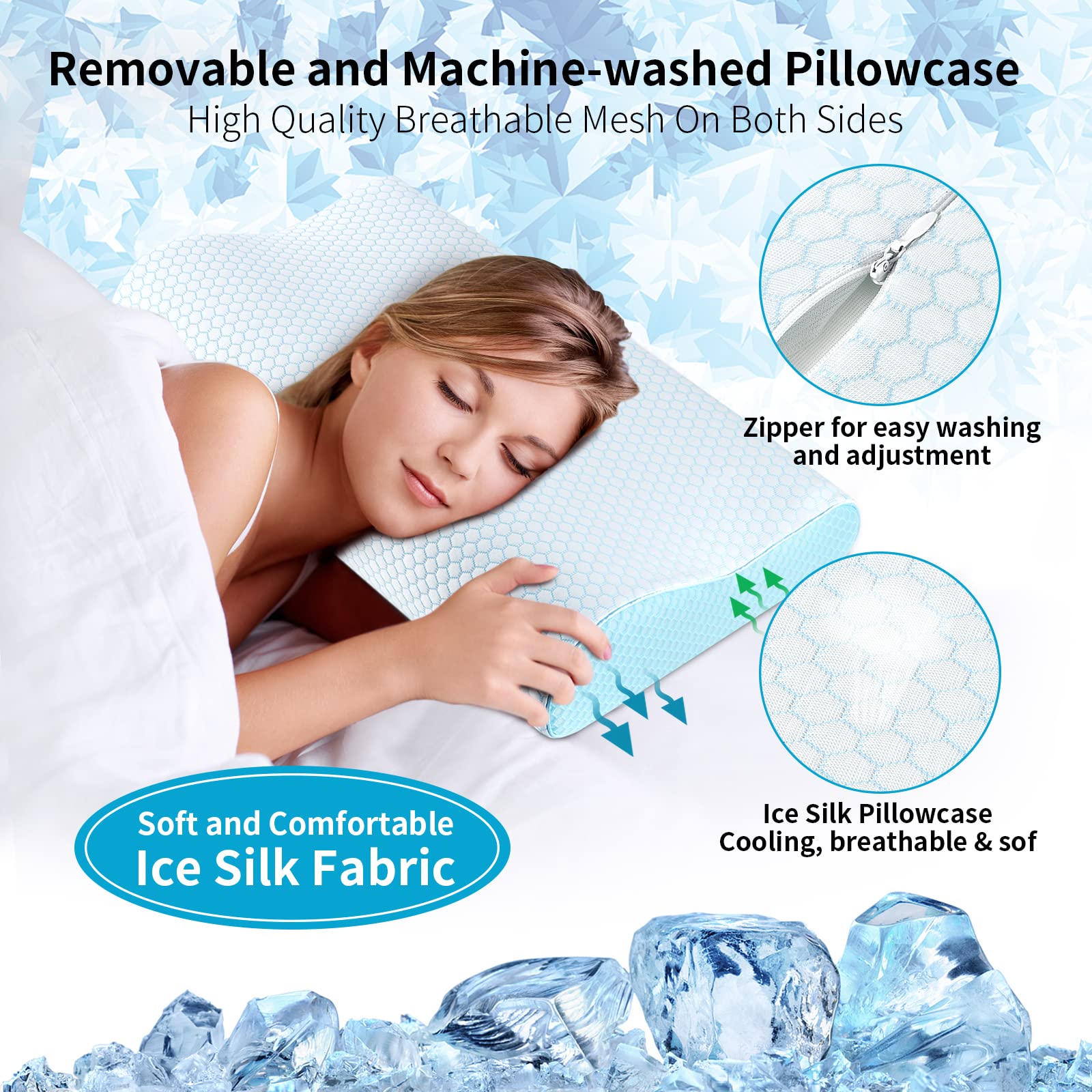 Memory Foam Pillows, Neck Pillow Queen Size Bed Pillow for Sleeping, Ergonomic Cervical Pillow Neck Support Pillow for Side Back Stomach Sleeper, Orthopedic Contour Pillow for Neck and Shoulder Pain