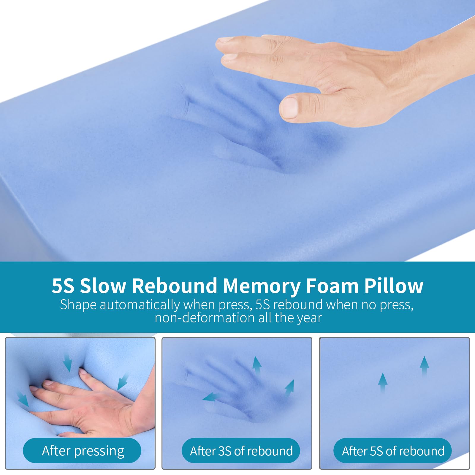 Memory Foam Pillows, Neck Pillow Queen Size Bed Pillow for Sleeping, Ergonomic Cervical Pillow Neck Support Pillow for Side Back Stomach Sleeper, Orthopedic Contour Pillow for Neck and Shoulder Pain