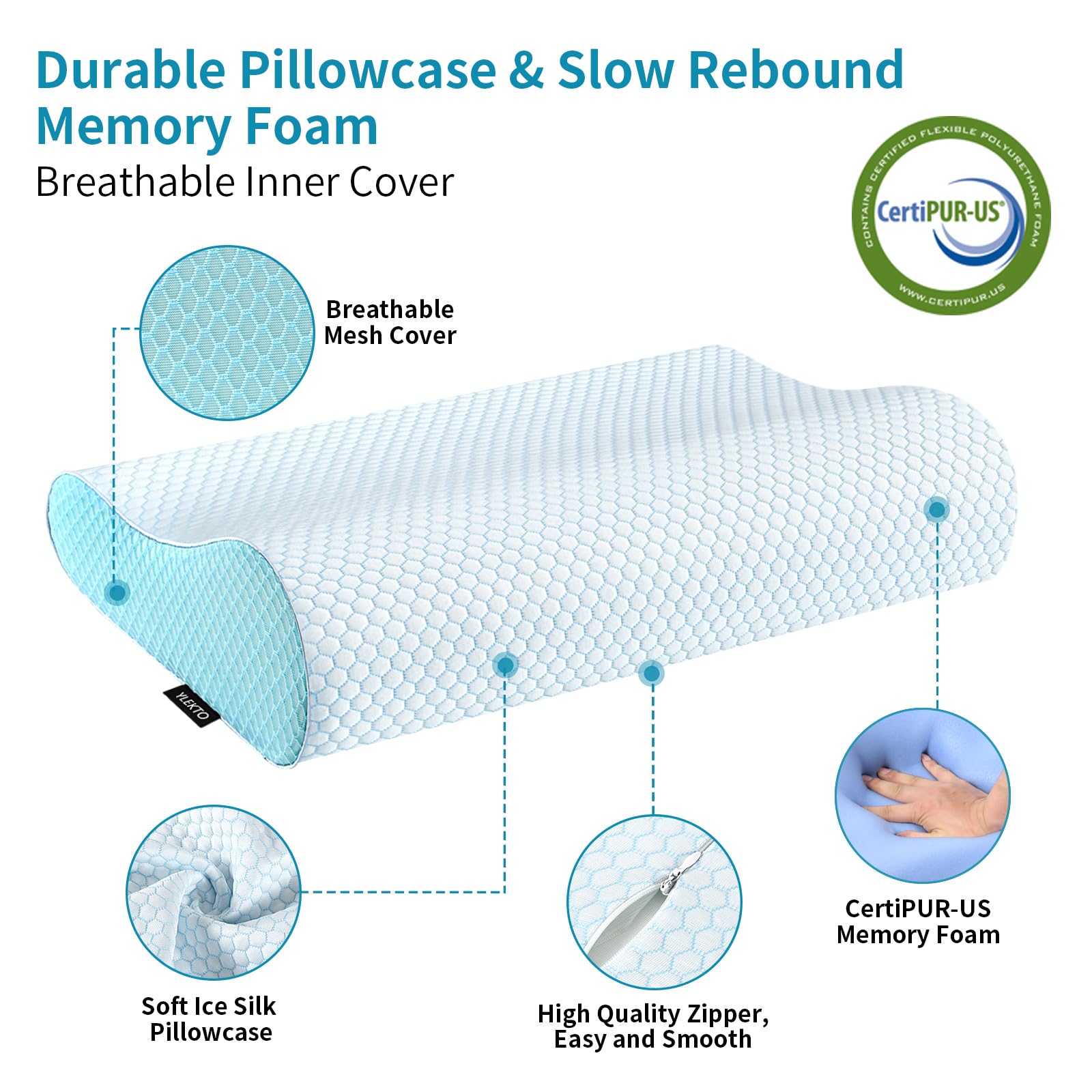 Memory Foam Pillows, Neck Pillow Queen Size Bed Pillow for Sleeping, Ergonomic Cervical Pillow Neck Support Pillow for Side Back Stomach Sleeper, Orthopedic Contour Pillow for Neck and Shoulder Pain