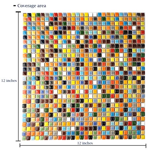 Lanyani Colorful Ceramic Mosaic Tiles for Crafts, 1/2 inch Square Glazed Porcelain Pieces Tile for Mosaics, Covers 1sq.ft