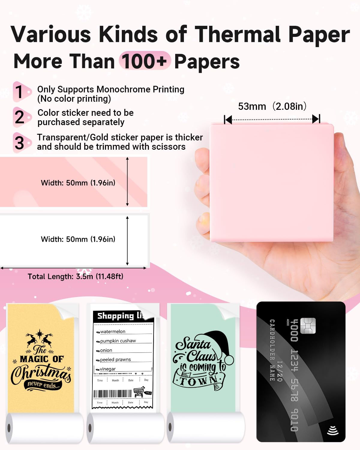 Memoking Inkless Bluetooth Printer Wireless - 2" Thermal Mini Printer Portable Photo Printer - M02 Sticker Printer Machine for Pad&Phone, HD Mini Sticker Maker Machine Printer for Memos,Sticker,Photos