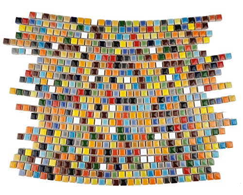 Lanyani Colorful Ceramic Mosaic Tiles for Crafts, 1/2 inch Square Glazed Porcelain Pieces Tile for Mosaics, Covers 1sq.ft