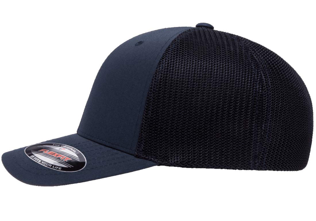 1973-77 Ford F100 Pickup Truck Classic Outline Design Flexfit 6511 Trucker Mesh Fitted Cap Navy