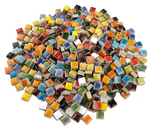 Lanyani Colorful Ceramic Mosaic Tiles for Crafts, 1/2 inch Square Glazed Porcelain Pieces Tile for Mosaics, Covers 1sq.ft