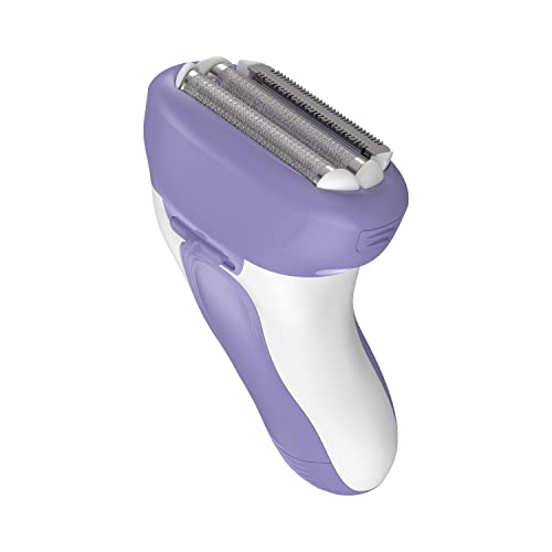 Remington WDF5030A Smooth & Silky Electric Shaver for Women, 4-Blade Smooth Glide Foil Shaver and Bikini Trimmer with Almond Oil Strip, Purple/White