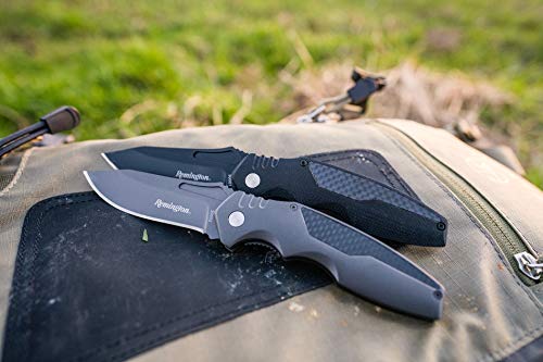 Remington Cutlery R30002 Tactical Series Liner Lock Titanium Coating Folding Knife with Pocket Clip, Black