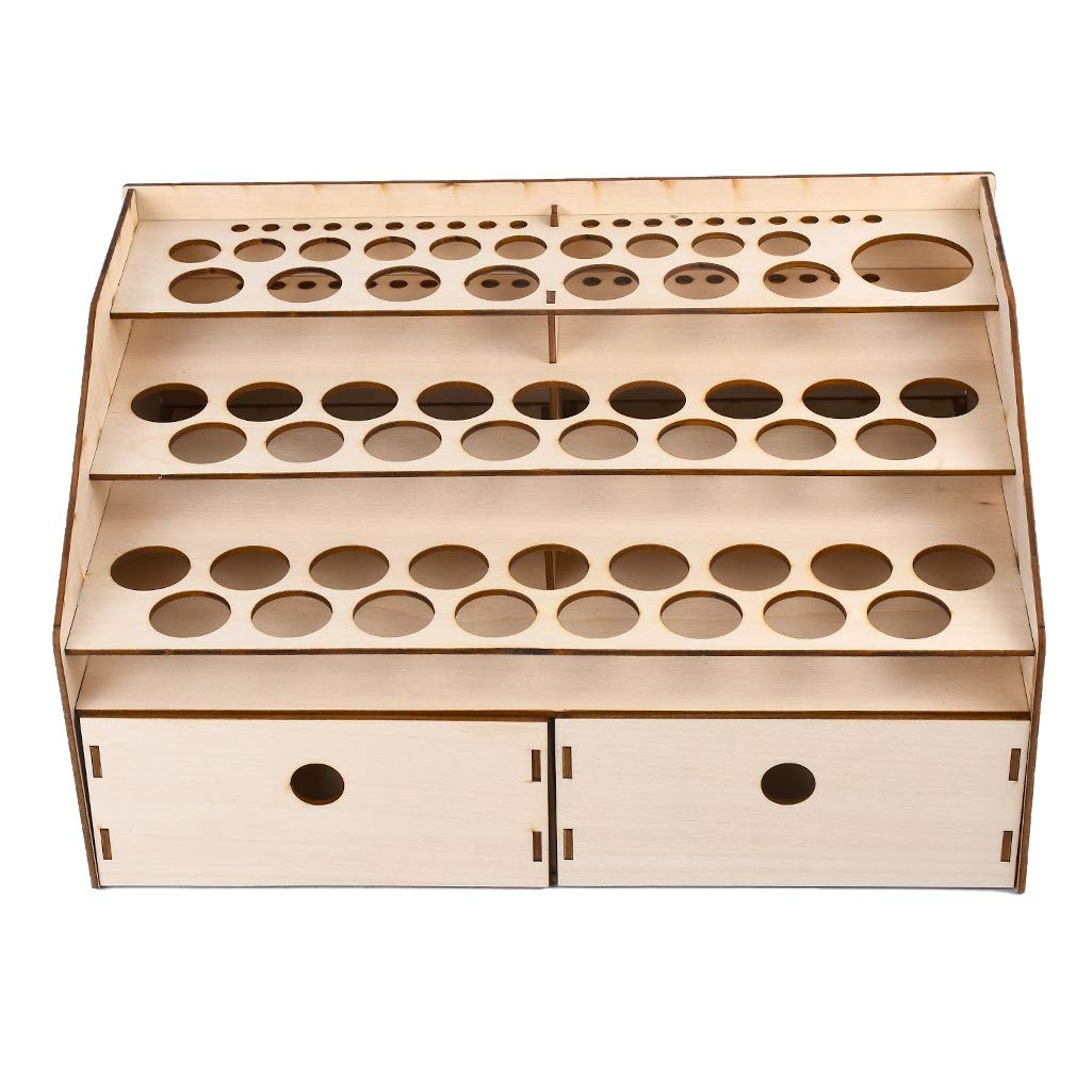 CWDRDX DIY Wooden Organizer Paint Bottles Display Brushes Holder Stand Storage Model Tool
