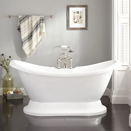 Signature Hardware 946173-69 Rosalind 69" Acrylic Soaking Pedestal Freestanding Tub with Pre-Drilled Overflow Hole