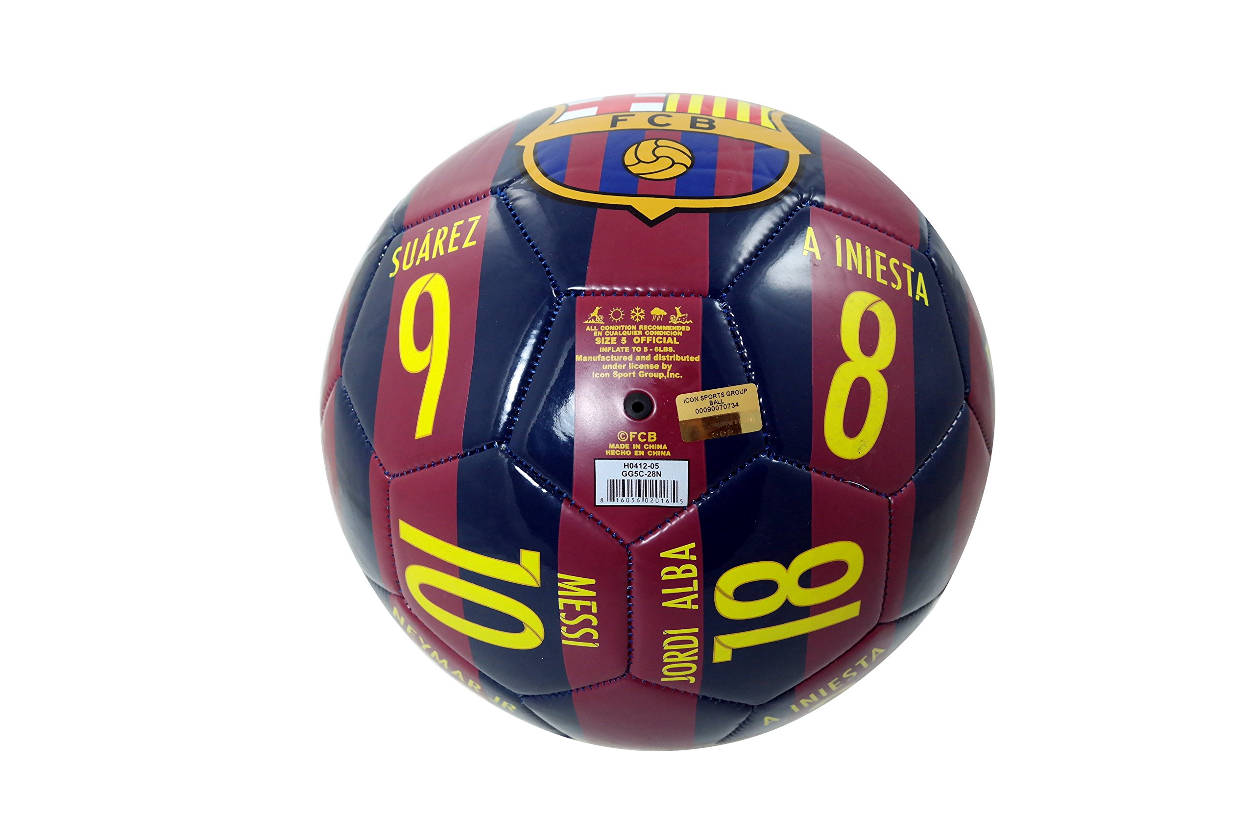 Icon Sports Replacement for FC Barcelona Official Licensed Soccer Ball Size 5