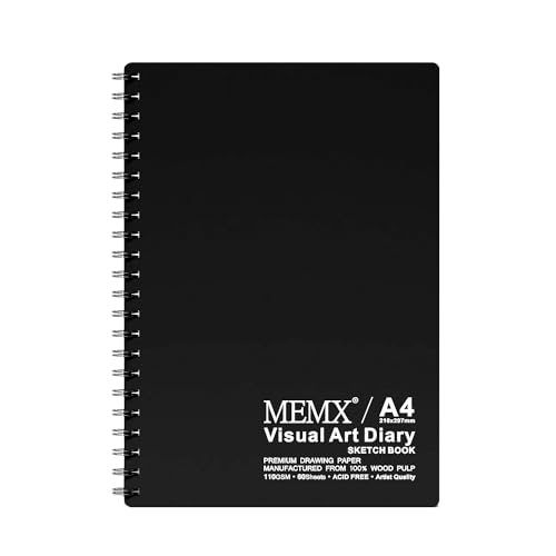 MEMX Sketch Book, 8.5”X11.5” 120 Pages (110gsm), Spiral Bound Artist Sketch Pad Notebook, Durable Acid Free Drawing Paper for Drawing, Writing, Painting, Sketching or Doodling, White