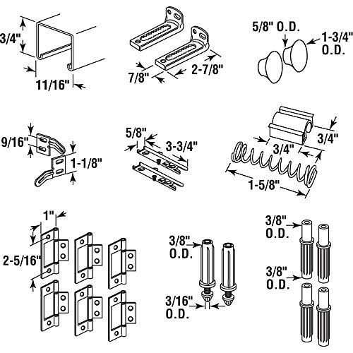 Slide-Co 164688-1 Bi-Fold Closet Track Kit, 60 in, Four Door Hardware Pack, 164688-1