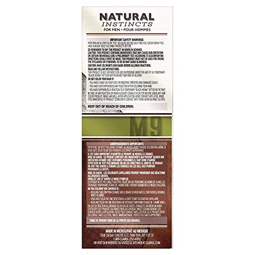 Clairol Natural Instincts Semi-Permanent Hair Dye for Men, M9 Light Brown Hair Color, Pack of 3