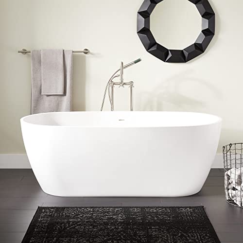 Signature Hardware 948060-59 Ocala 59" Free Standing Solid Surface Soaking Tub with Integrated Drain and Overflow