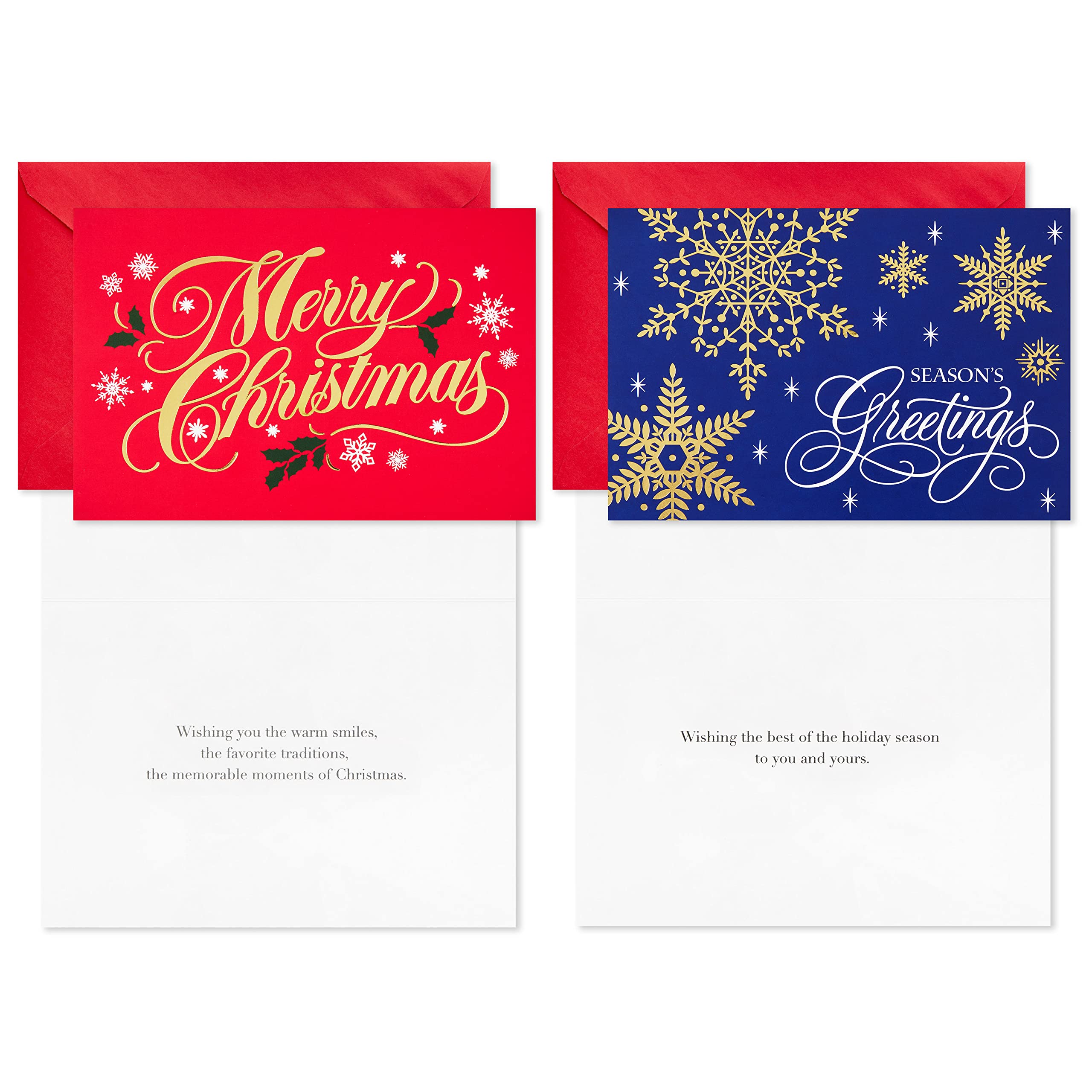 Hallmark Boxed Christmas Cards Assortment, Gold Foil Classic (6 Designs, 36 Cards with Envelopes)