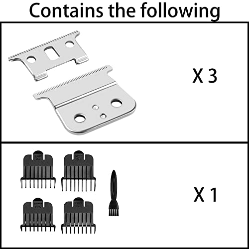 T Outliner Replacement Blades Compatible with Andis T Outliner/Andis Gtx/Andis Blackouts/Andis T-outliner Cordless/corded, including 2 packs Sliver T Blades & 4 packs Black Combs