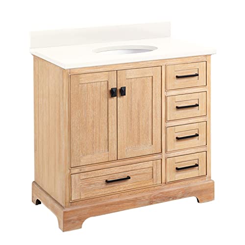 Signature Hardware 953664-36-UM-0 Quen 36" Free Standing Single Basin Vanity Set with Cabinet, Vanity Top, and Undermount Sink - No Faucet Holes
