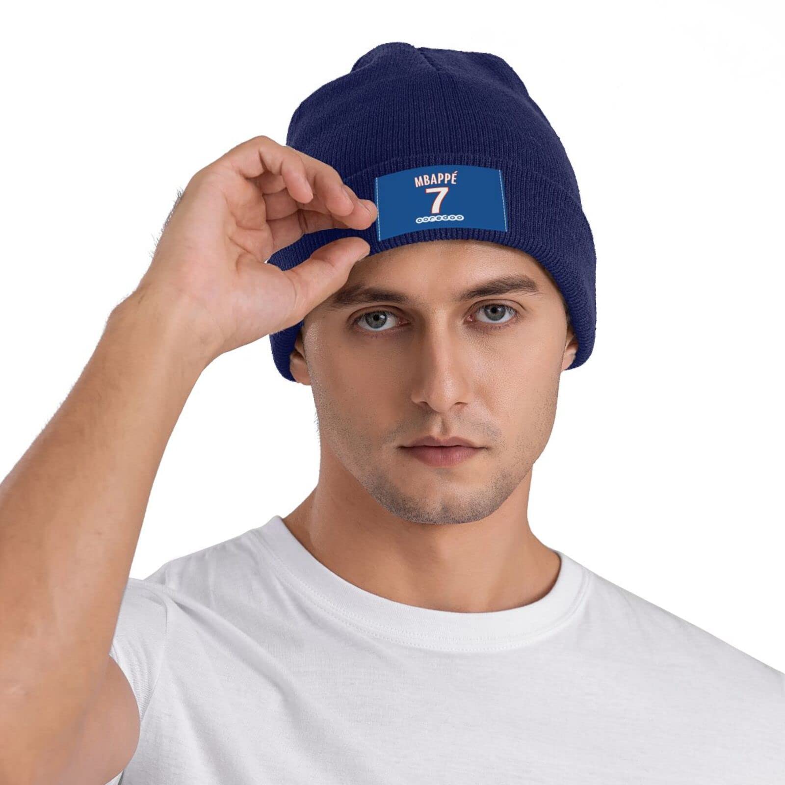 Paris PSG #7 Mbappe 2021 Adult Knit Hats Casual Unisex Beanie Hat Cap,Balaclava,Half Balaclava Navy Blue