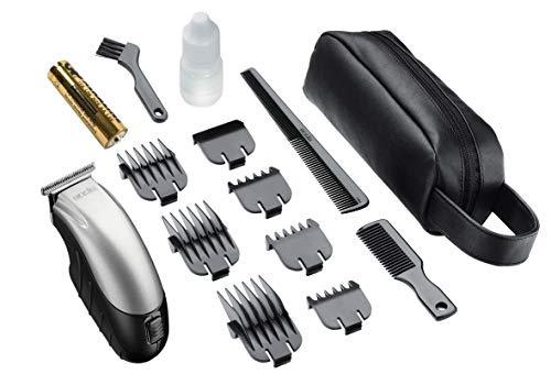 Andis 24870 Trim 'N Go Cordless Beard/Hair Trimmer Kit for Beard, Mustache, Stubble, Ear & Body Grooming – Close Cutting T-blade Zero Gapped - Black/Silver, 14-Piece