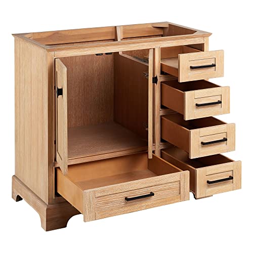 Signature Hardware 953664-36-UM-0 Quen 36" Free Standing Single Basin Vanity Set with Cabinet, Vanity Top, and Undermount Sink - No Faucet Holes