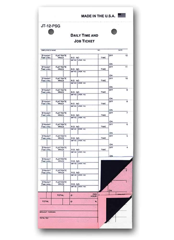 Daily Time and Job Ticket - 12 Labels per Sheet (3-Part) (Form JT-12-PSG) (500 per Box)