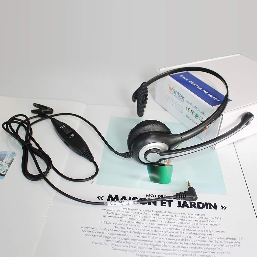 Wantek 2.5mm Telephone Headset with Mic Noise Cancelling, Office Phone Headset Compatible with AT&T ML17929 Panasonic Vtech RCA Uniden Cisco SPA Grandstream Polycom Cordless Dect Phones(F600J25)