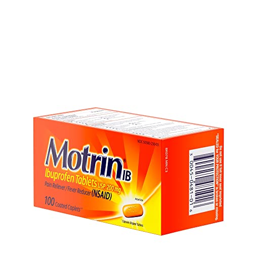 Motrin IB-Ibuprofen Pain Reliever Tablets 200 mg - 100 Coated Caplets (Pack of 3)