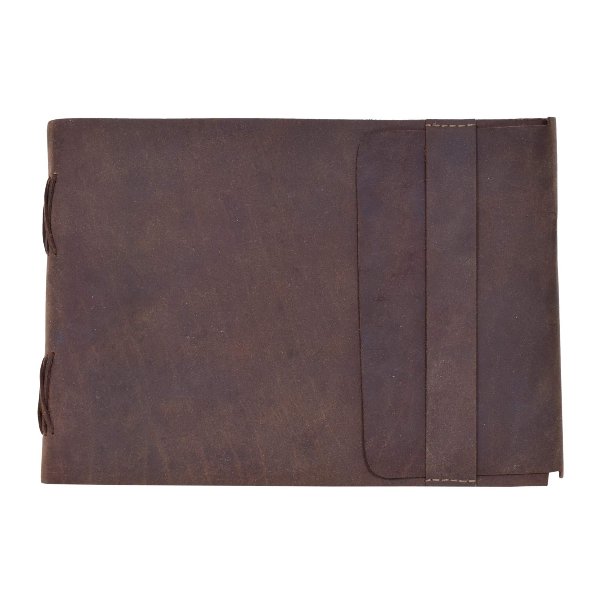 Leather Drawing Journal Daily Travel Diary, Antique Handmade Vintage Bound Rustic Writing Notebook, Genuine Leather- Quality Unlined/Blank Cream Paper, Art Sketchbook, 7x10 Inches-Brown