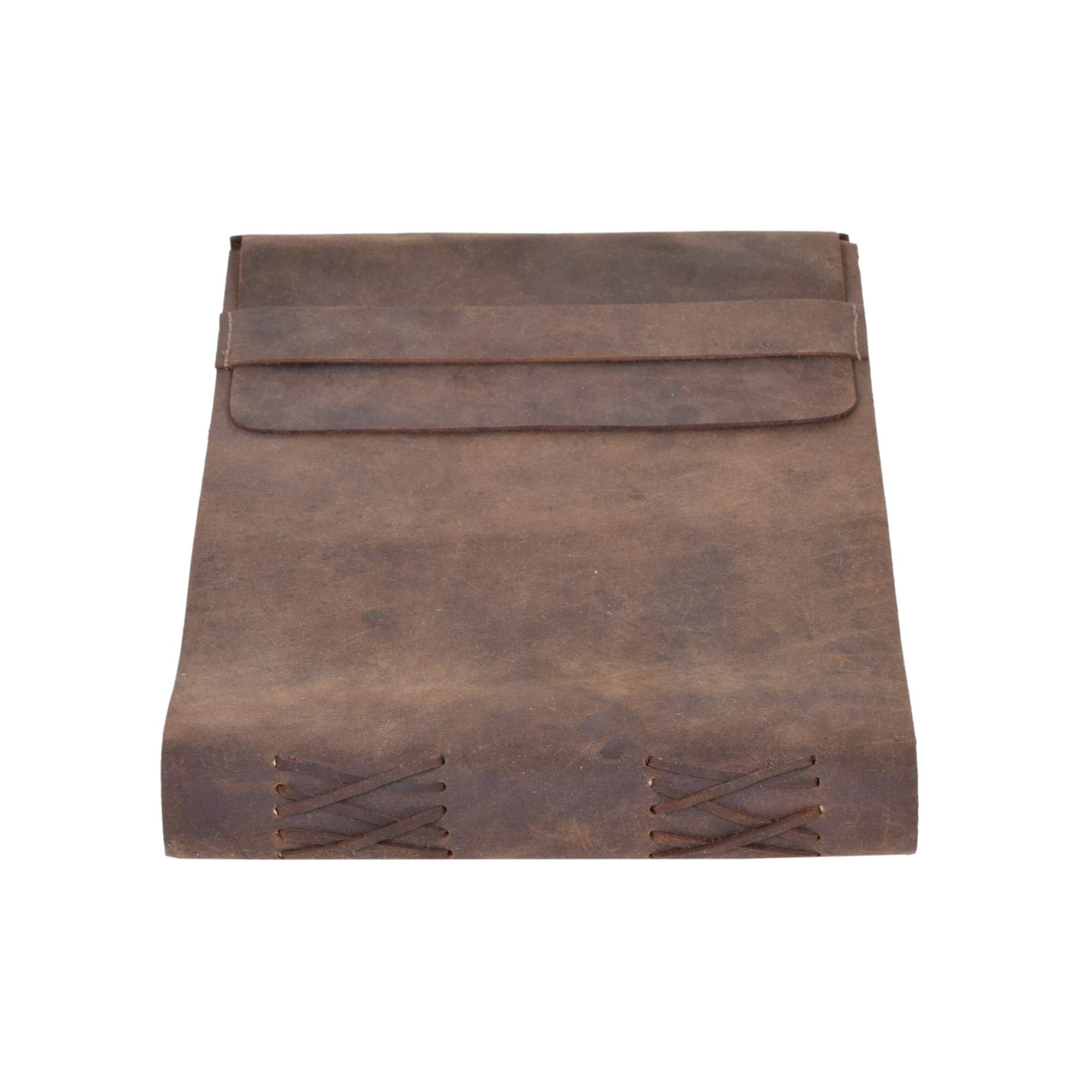 Leather Drawing Journal Daily Travel Diary, Antique Handmade Vintage Bound Rustic Writing Notebook, Genuine Leather- Quality Unlined/Blank Cream Paper, Art Sketchbook, 7x10 Inches-Brown