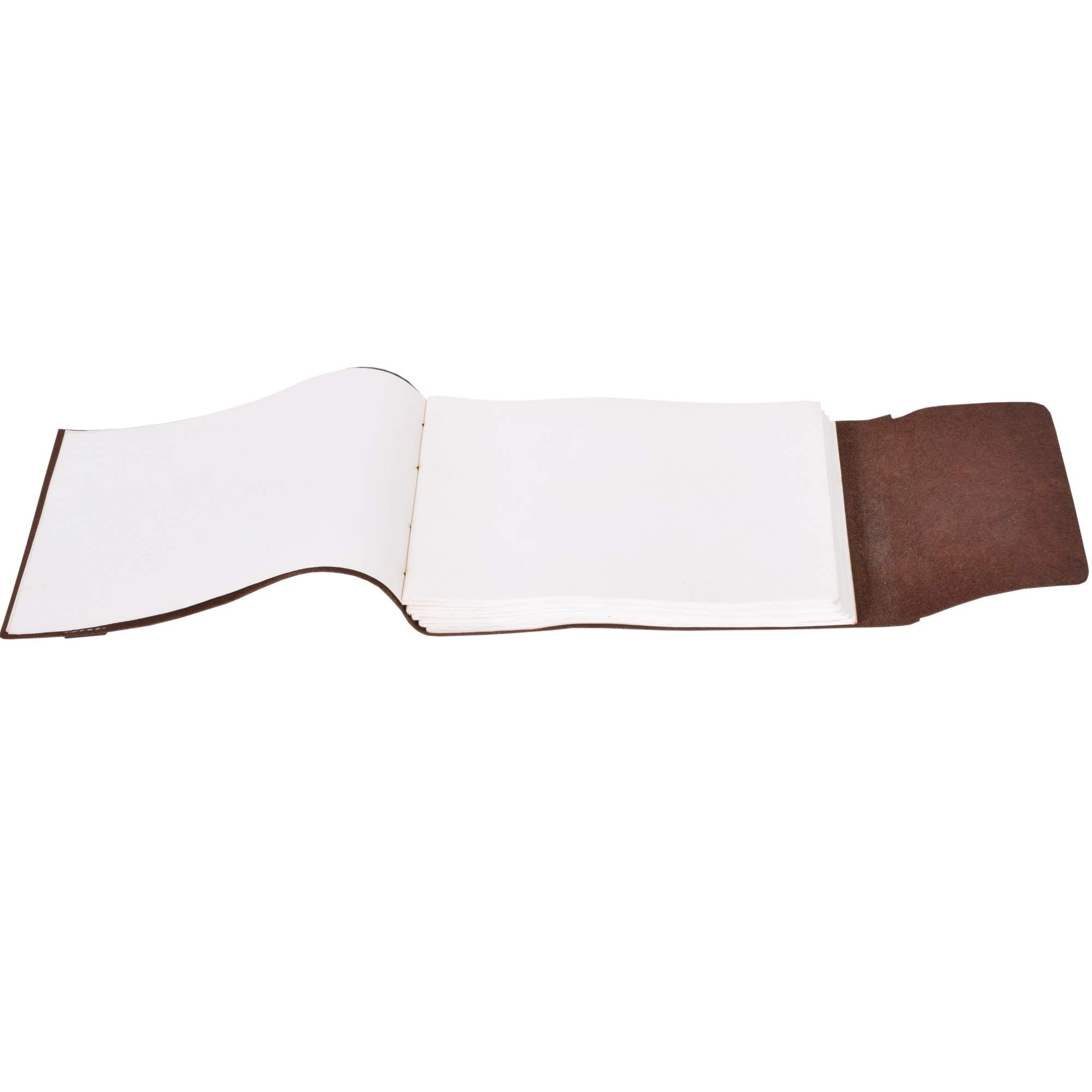 Leather Drawing Journal Daily Travel Diary, Antique Handmade Vintage Bound Rustic Writing Notebook, Genuine Leather- Quality Unlined/Blank Cream Paper, Art Sketchbook, 7x10 Inches-Brown