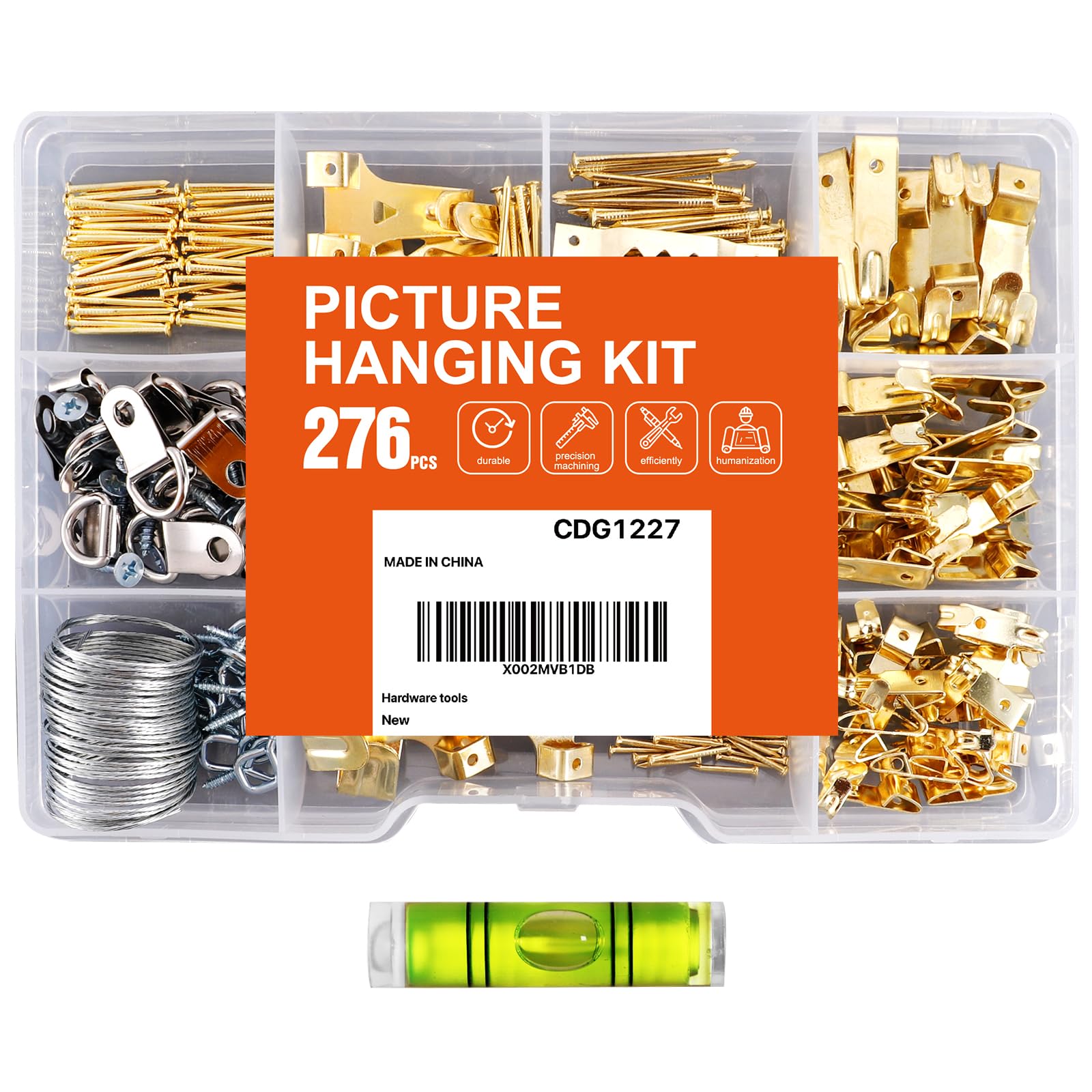 Hongway 276pcs Picture Hanging Kit, Picture Hanger Assortment, Heavy Duty Frame Hooks with Nails, Hanging Wire, Screw Eyes, D Ring and Sawtooth Hardware for Frames Mounting