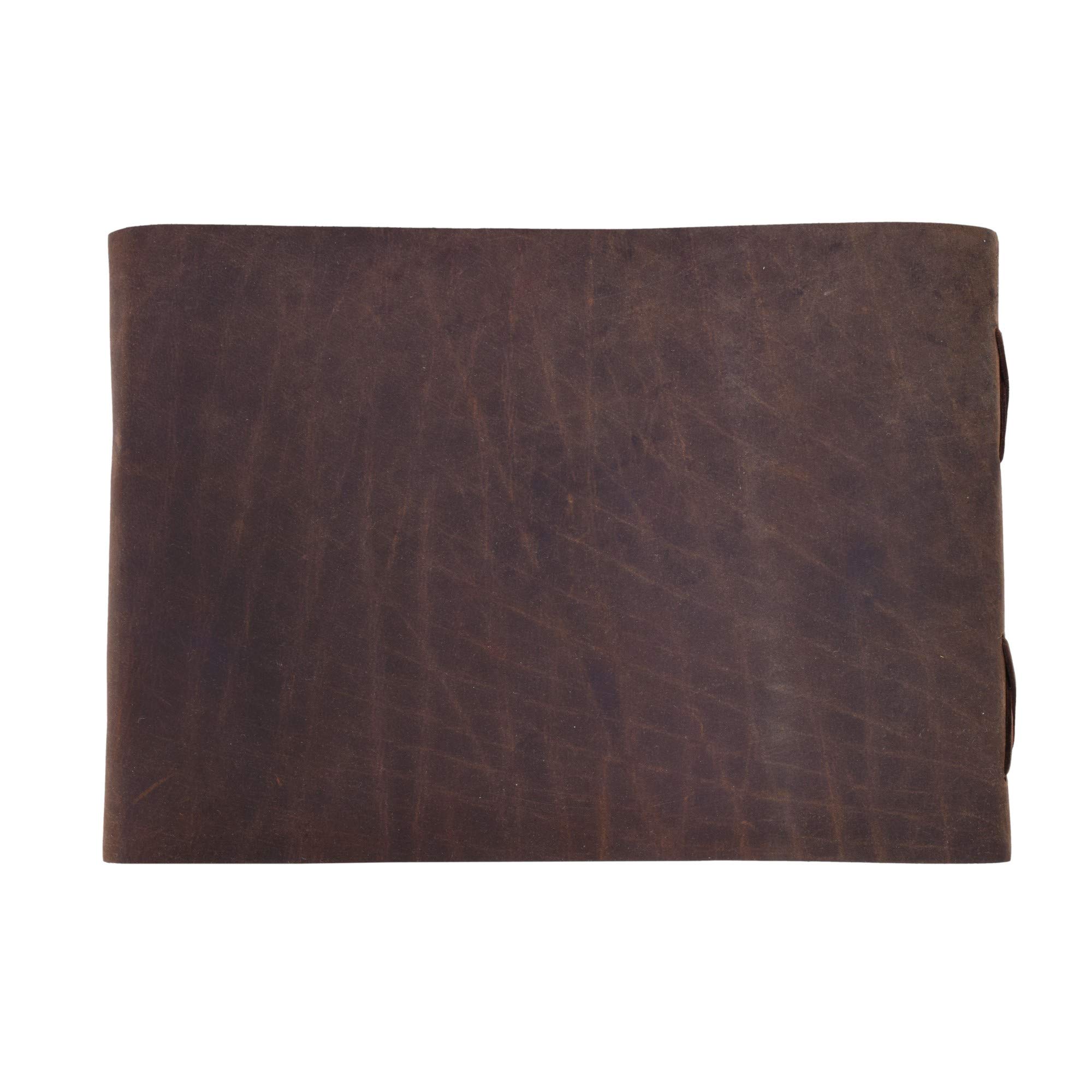 Leather Drawing Journal Daily Travel Diary, Antique Handmade Vintage Bound Rustic Writing Notebook, Genuine Leather- Quality Unlined/Blank Cream Paper, Art Sketchbook, 7x10 Inches-Brown