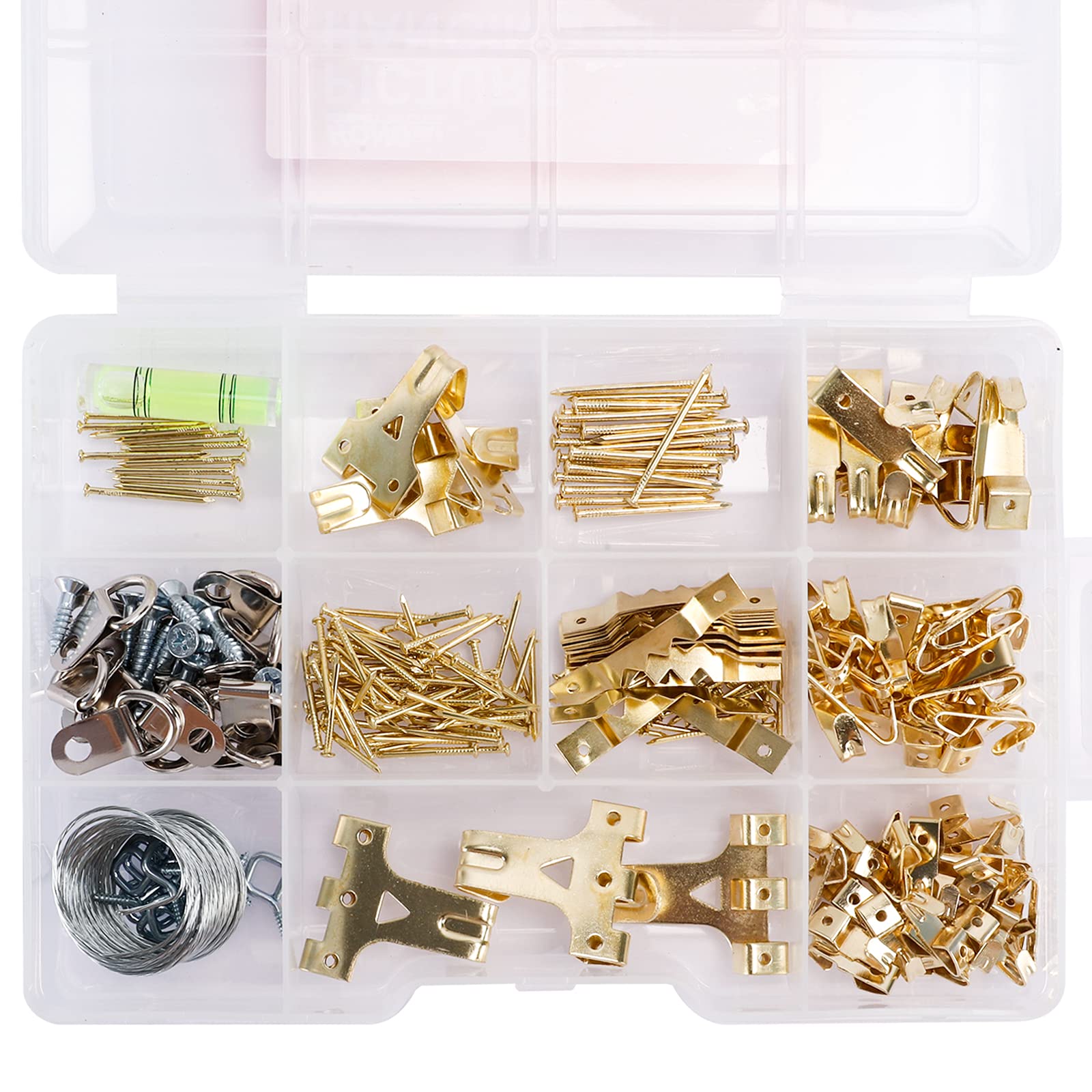 Hongway 276pcs Picture Hanging Kit, Picture Hanger Assortment, Heavy Duty Frame Hooks with Nails, Hanging Wire, Screw Eyes, D Ring and Sawtooth Hardware for Frames Mounting