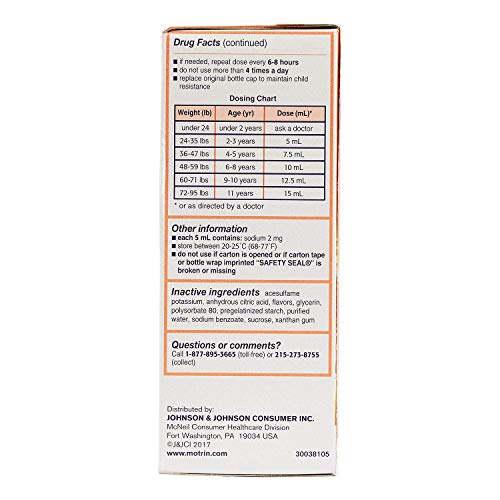 Motrin Children's Ibuprofen Oral Suspension Original Berry Flavor - 4 oz, Pack of 2
